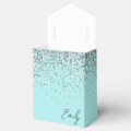 Aqua Blue Teal Silver Girly Glitter Monogram Name Favor Boxes | Zazzle