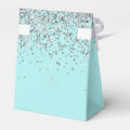 Aqua Blue Teal Silver Girly Glitter Monogram Name Favor Boxes | Zazzle