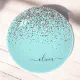 Aqua Blue Teal Silver Glitter Monogram Paperweight | Zazzle