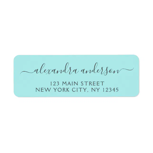Aqua Blue Teal Silver Script Typography Wedding Label | Zazzle