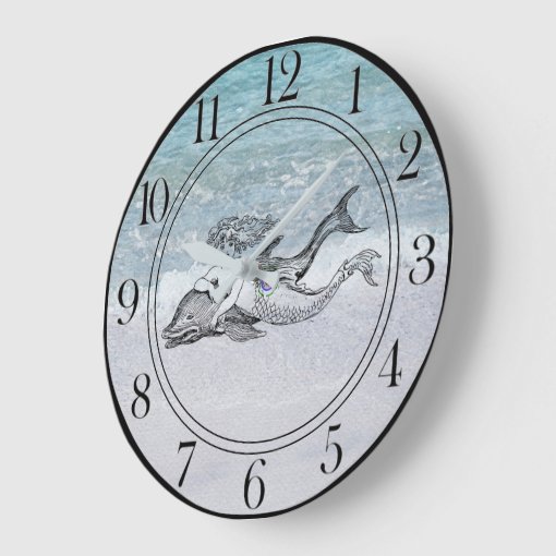 Aqua Blue Turquoise Mermaid Large Clock | Zazzle