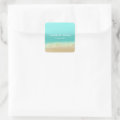 Aqua blue water/painted beach seashore personalize square sticker | Zazzle