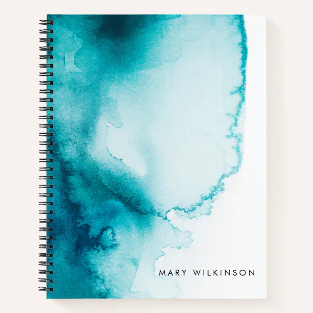 Aqua Blue Watercolor Background Notebook | Zazzle