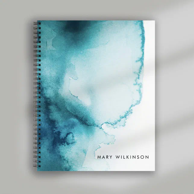 Aqua Blue Watercolor Background Notebook | Zazzle