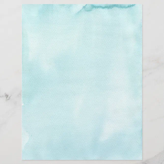 Aqua Blue Watercolor Painted Paper | Zazzle