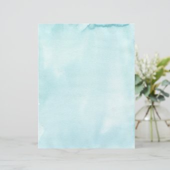 Aqua Blue Watercolor Painted Paper | Zazzle