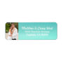 Aqua Blue Watercolor Wash Beach Photo Label | Zazzle