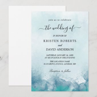 aqua blue wedding invitation | Zazzle