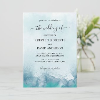 aqua blue wedding invitation | Zazzle