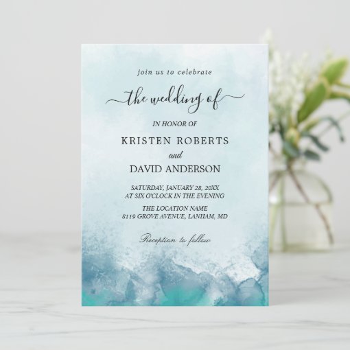 aqua blue wedding invitation | Zazzle