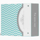 Aqua blue, white chevron with frame recipe 3 ring binder | Zazzle
