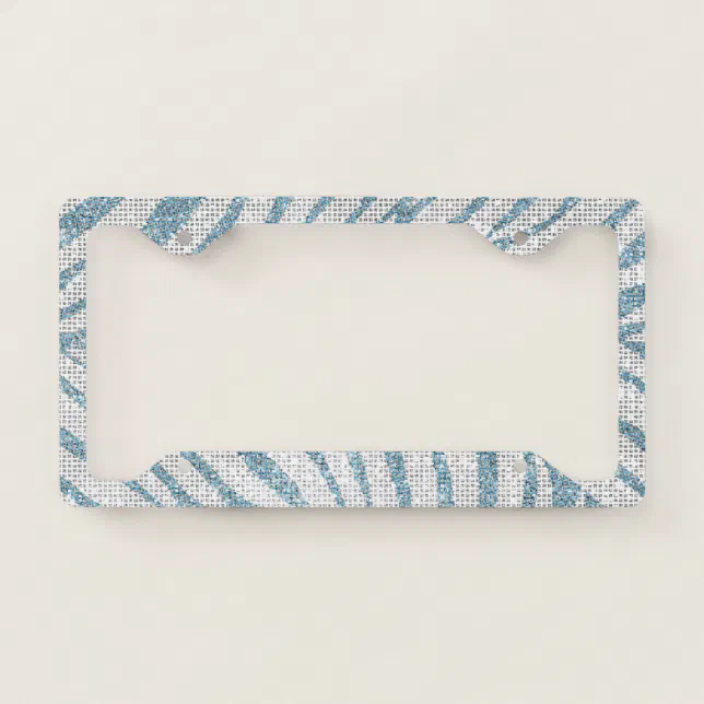 Aqua Blue White Zebra Animal Sparkle License Plate Frame | Zazzle