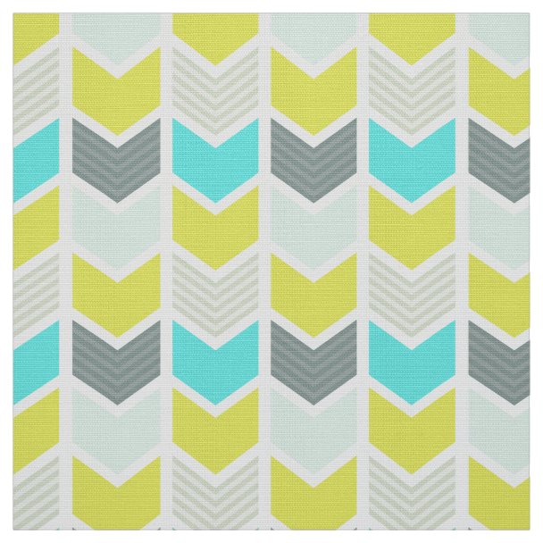 Modern Yellow and Gray Chevron Pattern Fabric | Zazzle
