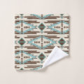 Aqua Brown Aztec Pattern Monogram Bath Towel Set | Zazzle