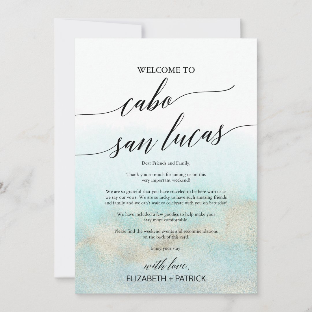 Aqua Cabo San Lucas Welcome Letter & Itinerary | Zazzle