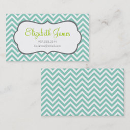 Aqua Chevron Business Card | Zazzle