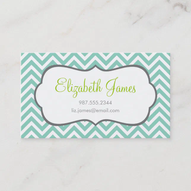 Aqua Chevron Business Card | Zazzle