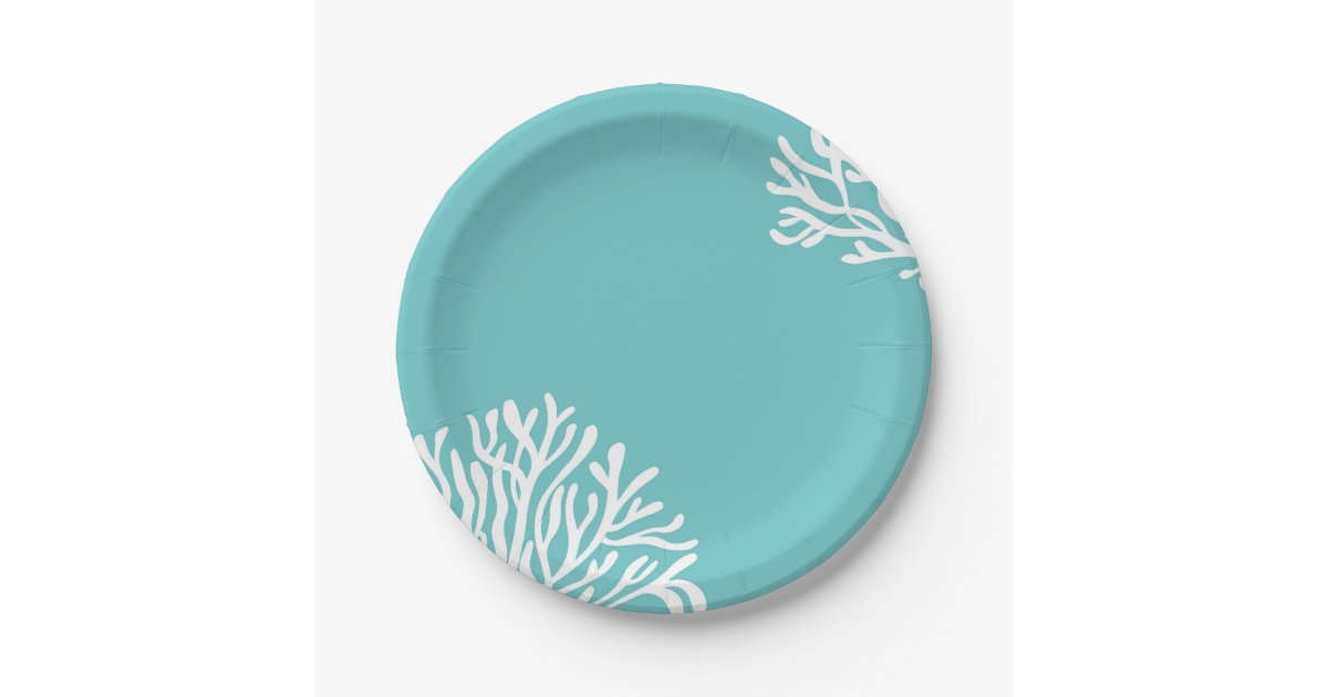 Aqua Coral Beach Paper Plates | Zazzle