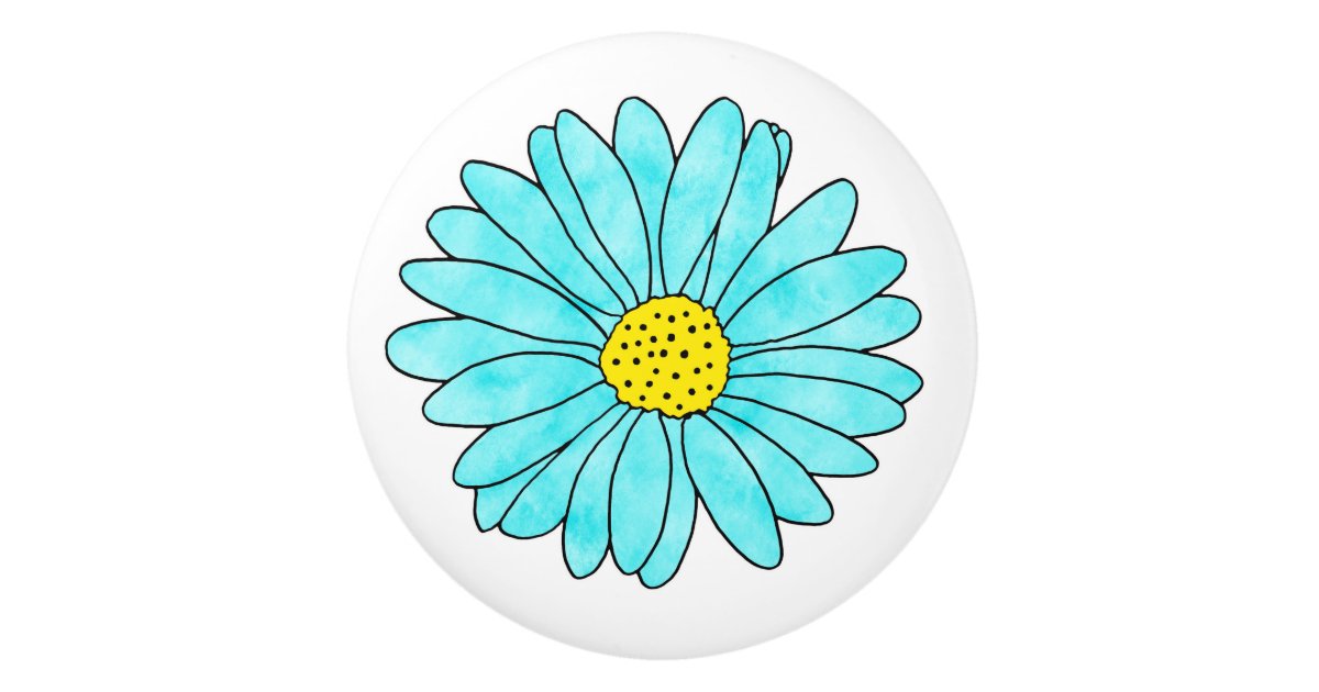 Aqua Daisy Ceramic Knob | Zazzle