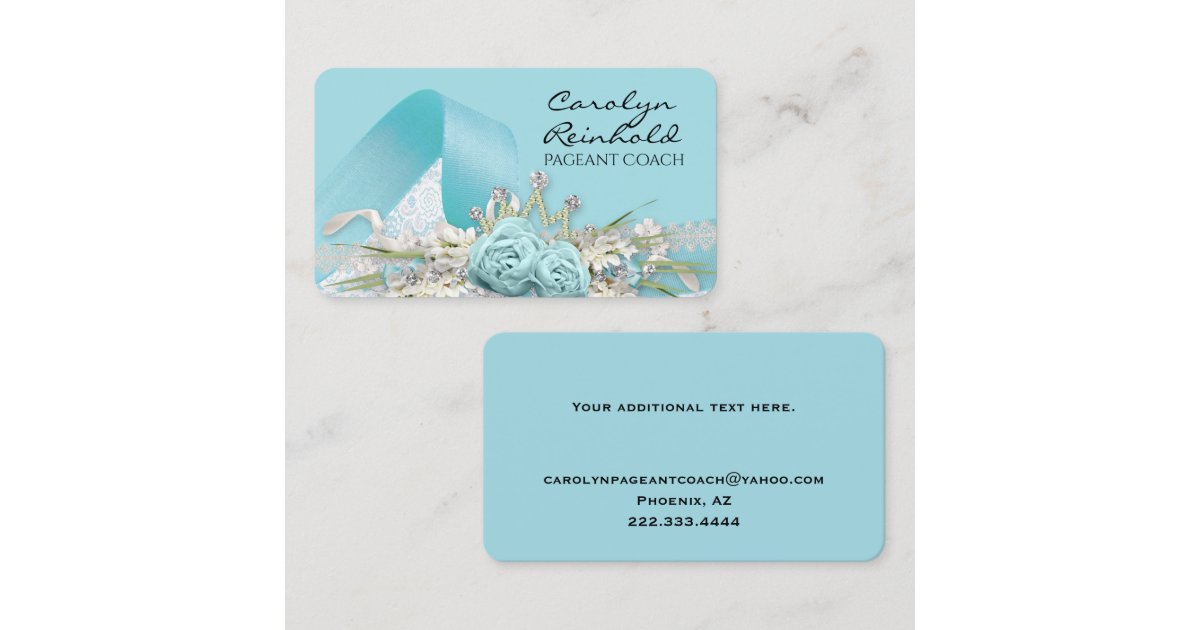 Aqua Fancy Pageant Coach Business Card | Zazzle