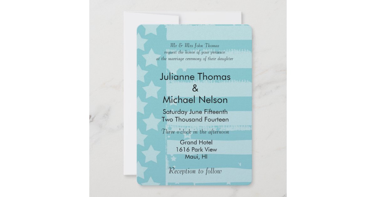 Aqua Flag Wedding Invitation | Zazzle
