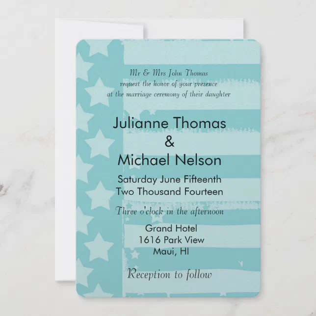 Aqua Flag Wedding Invitation | Zazzle