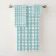 Aqua Gingham Check Pattern Bath Towel Set | Zazzle