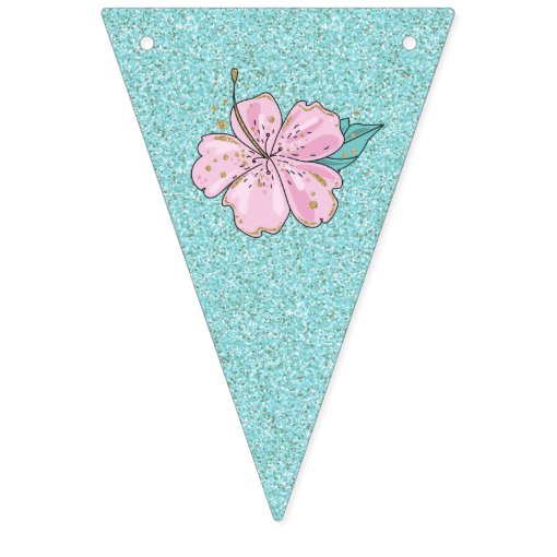 Aqua Glitter Mermaid Party Bunting Banner | Zazzle