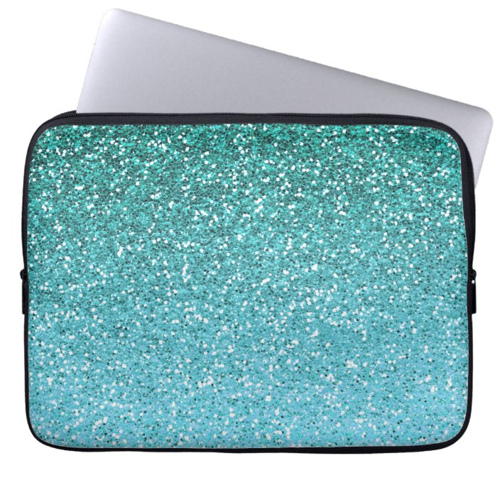 Aqua Glitter Ombre Laptop Sleeve | Zazzle.com