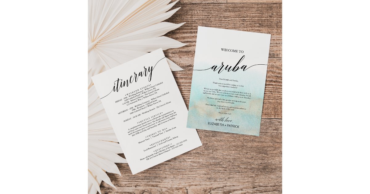 Aqua Gold Beach Aruba Welcome Letter & Itinerary | Zazzle