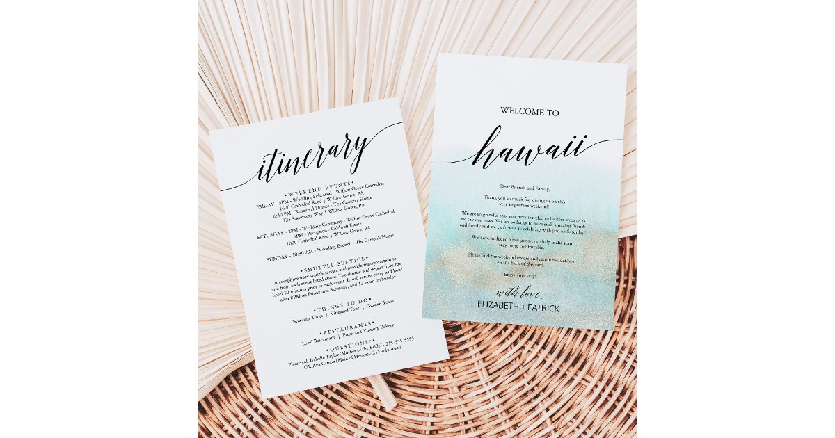 Aqua Gold Beach Hawaii Welcome Letter & Itinerary | Zazzle