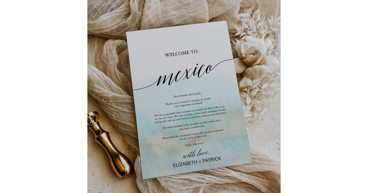 Aqua Gold Beach Mexico Welcome Letter & Itinerary | Zazzle