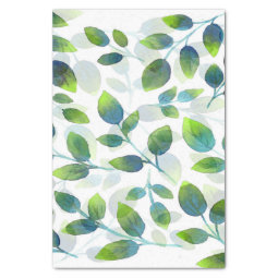 Aqua Green Leaf Pattern Tissue Paper | Zazzle