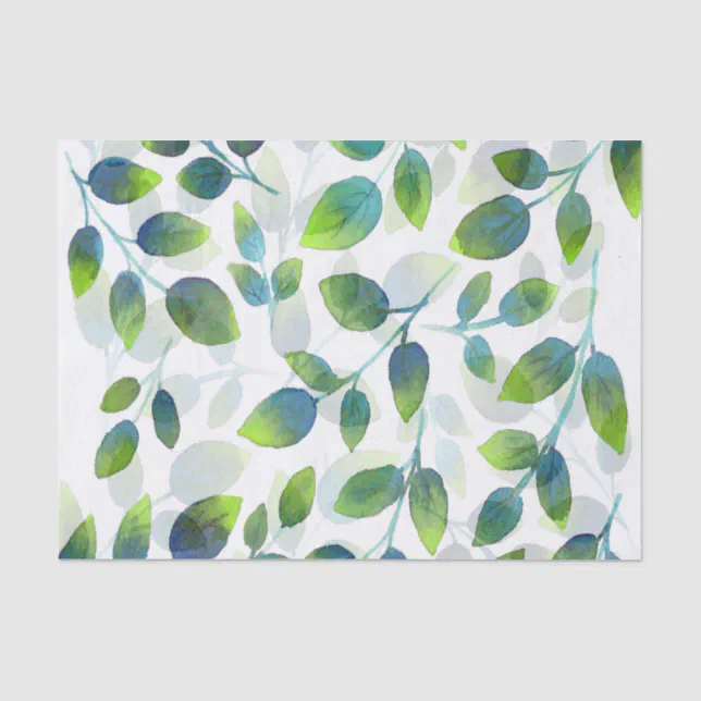 Aqua Green Leaf Pattern Tissue Paper | Zazzle