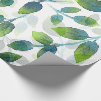 Aqua Green Leaf Pattern Wrapping Paper | Zazzle