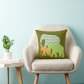 Aqua, Green, Orange Elephants Throw Pillow | Zazzle