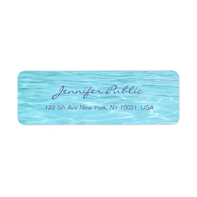 Aqua Handwritten Script Modern Water Template Label | Zazzle