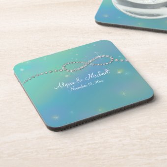 Aqua Infinity Symbol Sign Infinite Love Twinkling Coaster | Zazzle