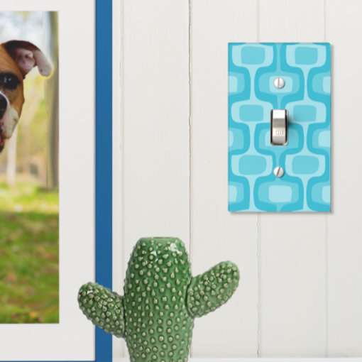 Aqua Mid-Century Modern Geometric Light Switch Cover | Zazzle