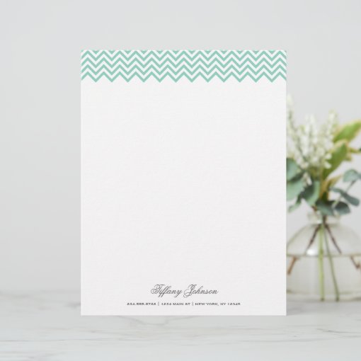 Aqua Modern Chevron Border Letterhead | Zazzle