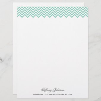 Aqua Modern Chevron Border Letterhead | Zazzle