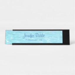 Aqua Modern Elegant Blue Water Template Trendy Desk Name Plate | Zazzle