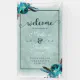 Aqua & Navy Blue Watercolor Floral Wedding Welcome Banner | Zazzle