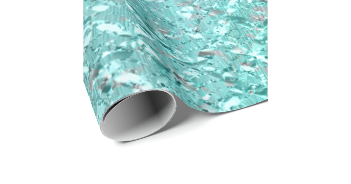 Aqua Ocean Turquoise Gray Glass Crystal Wrapping Paper | Zazzle