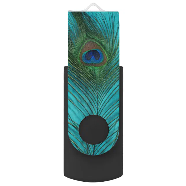 Aqua Peacock Feather USB Flash Drive | Zazzle