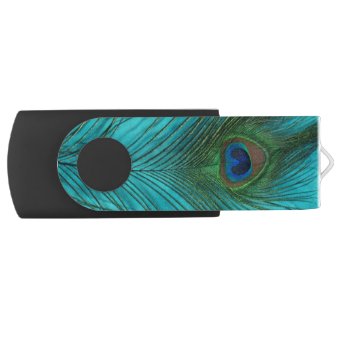 Aqua Peacock Feather USB Flash Drive | Zazzle