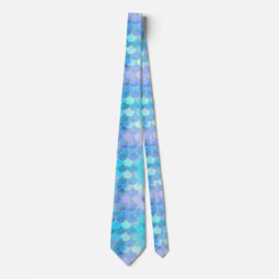 Aqua Pearlescent & Gold Mermaid Scale Pattern Tie | Zazzle