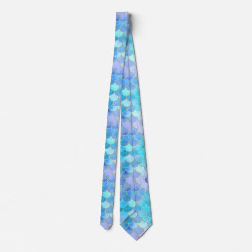 Aqua Pearlescent & Gold Mermaid Scale Pattern Tie | Zazzle