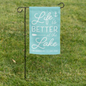 Aqua | Personalized Life is Better at the Lake Garden Flag | Zazzle