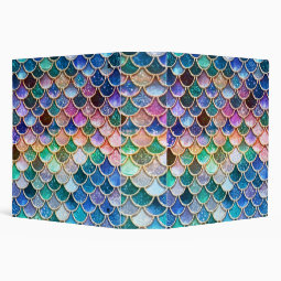 Aqua Pink Mermaid Glitter Scales- Mermaid Scales Binder | Zazzle